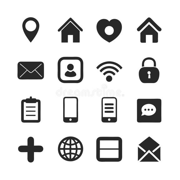 Collection of Basic Web and App Icon Illustrations Stock Photo ...