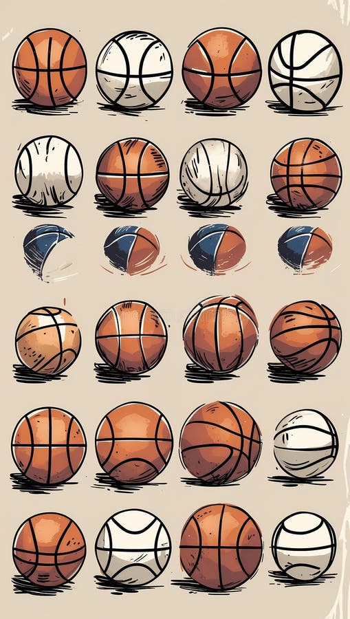 A Collection of Basketball Illustrations, Showcasing Diverse Styles ...