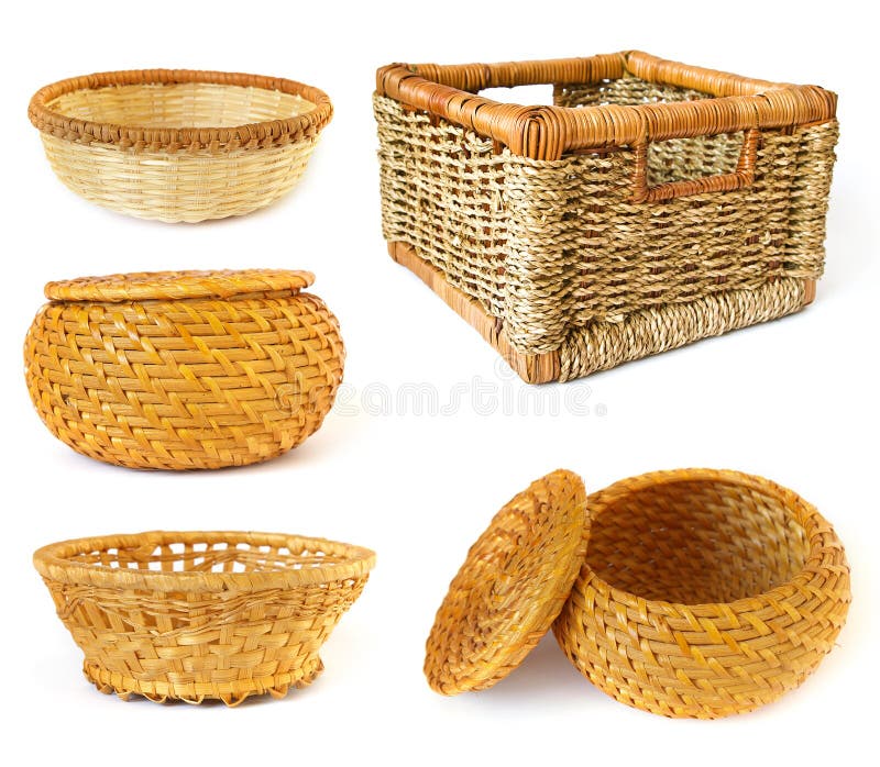 Collection of baskets stock photo. Image of white, background - 7824042