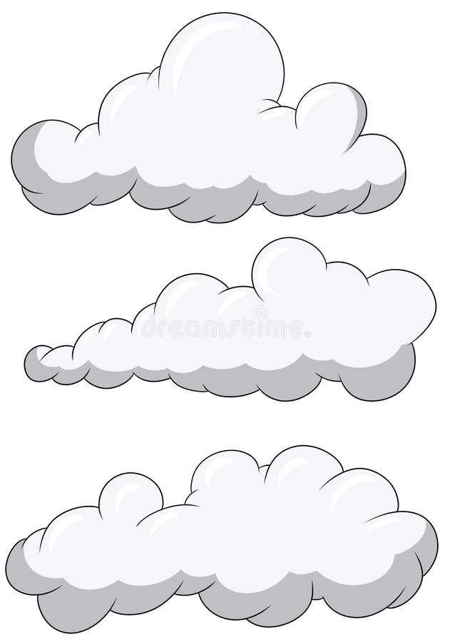 Collection of Beautiful Clouds in Cartoon Style, Large Clouds in the ...