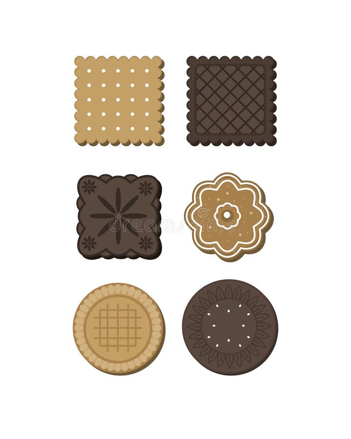 Collection of Beautiful Cookies Square and Round Stock Vector ...