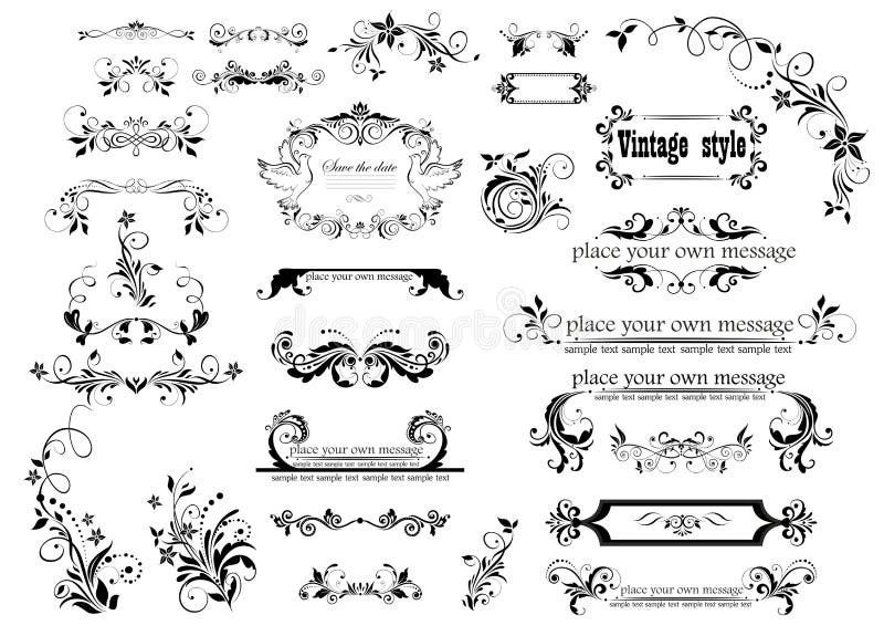 Collection of Beautiful Floral Frames, Vignette and Headers for Wedding ...