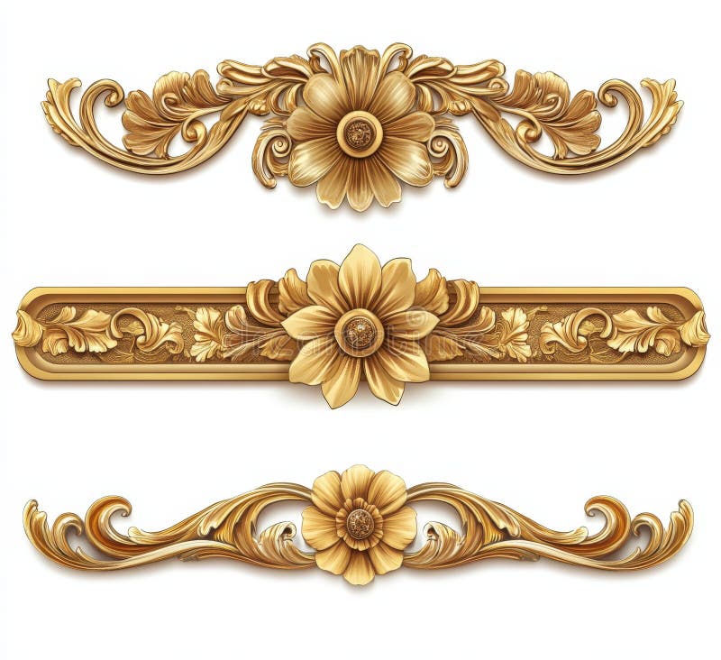 A Collection of Beautiful Gold Picture Frames Displayed on a White ...