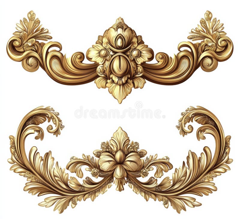 A Collection of Beautiful Gold Picture Frames Displayed on a White ...