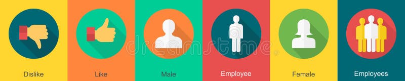 A Set of 6 User Interface Icons As Dislike, Like, Male Stock Vector ...