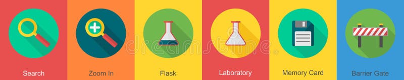 A Set of 6 User Interface Icons As Search, Zoom in, Flask Stock Vector ...