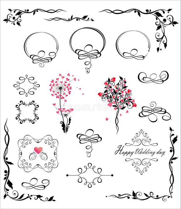 Collection of Beautiful Wedding Frames and Headers Stock Vector ...