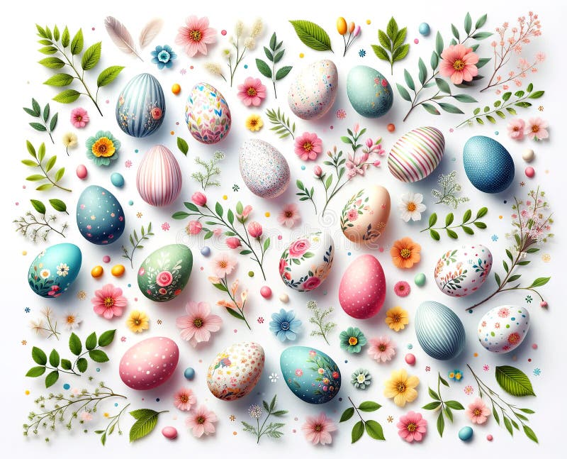 A Collection of Beautifully Decorated Easter Eggs Amidst a Vibrant ...