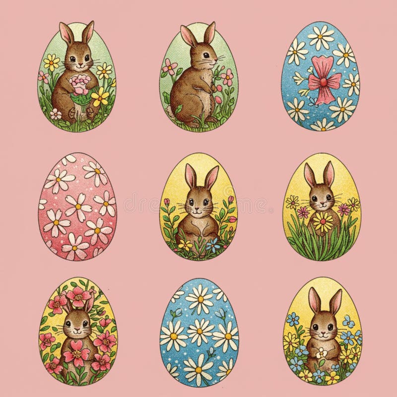 A Collection of Beautifully Decorated Easter Eggs with Floral and ...
