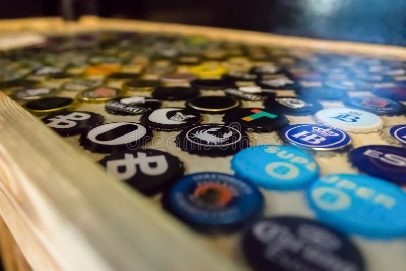 Collection of Beer Caps with Different Brands of Beer Editorial Image ...