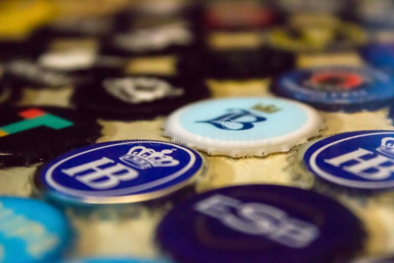 Collection of Beer Caps with Different Brands of Beer Editorial Image ...