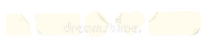 Collection of Beige Paper Stickers in Various Geometric Shapes Round ...