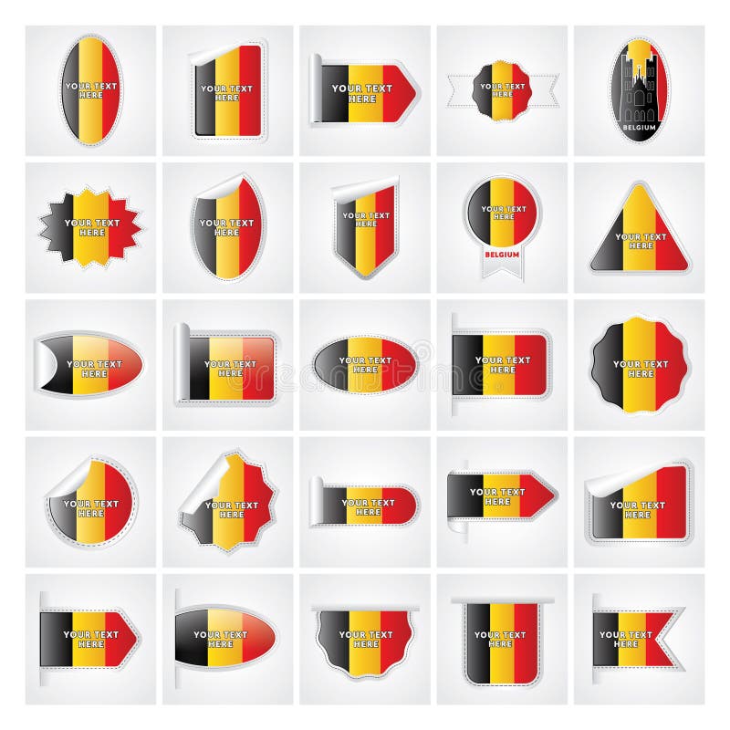 Collection of Belgium Stickers. Vector Illustration Decorative Design ...