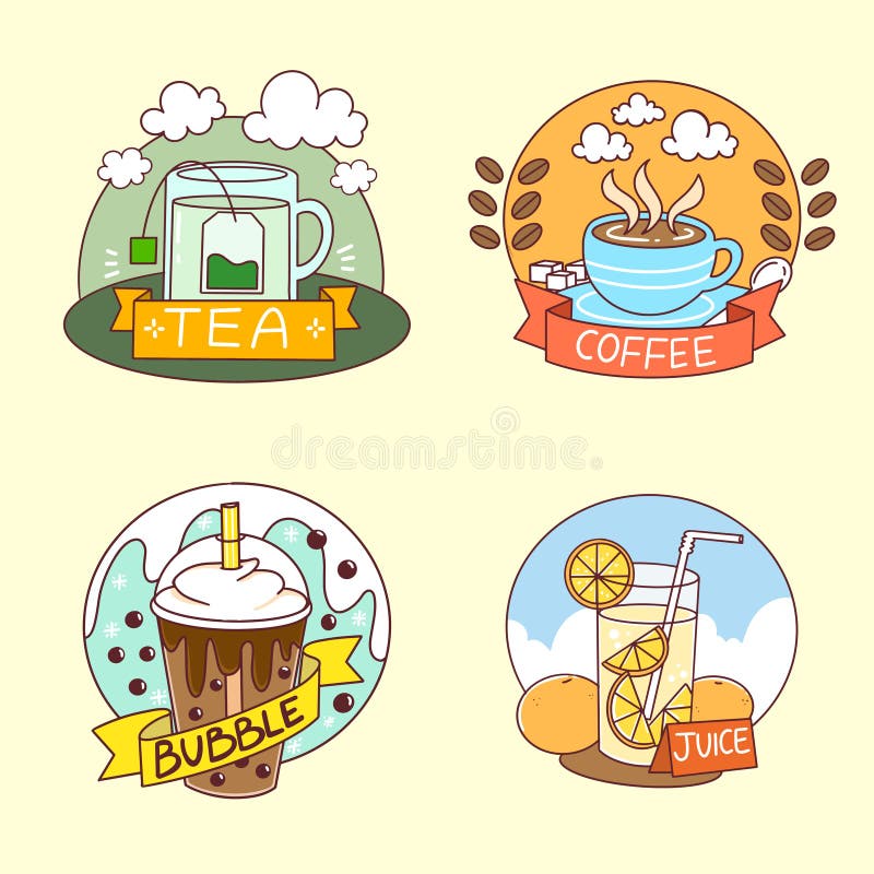 Collection of Beverage Logos Illustration Stock Vector - Illustration ...