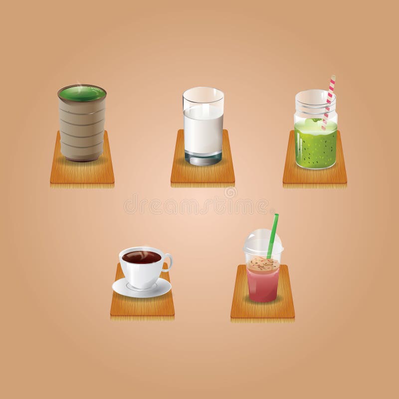Collection of Beverages. Vector Illustration Decorative Design Stock ...