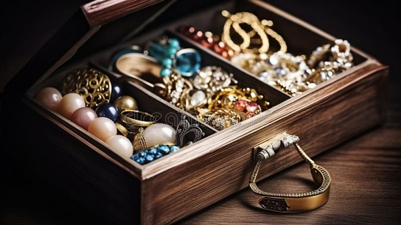 Collection of Bijouterie in Jewelry Box. AI Generative Stock ...