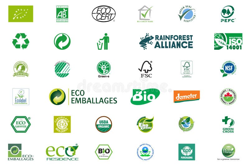 Collection of Bio and Eco Certification Icons Editorial Stock Image ...