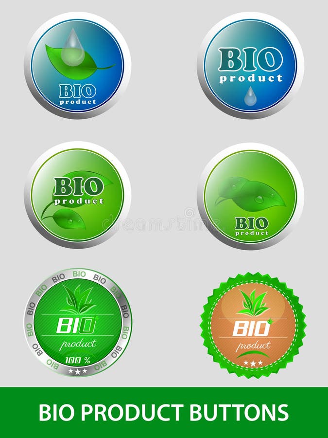 Collection of Bio Product Buttons, Icons Stock Vector - Illustration of ...
