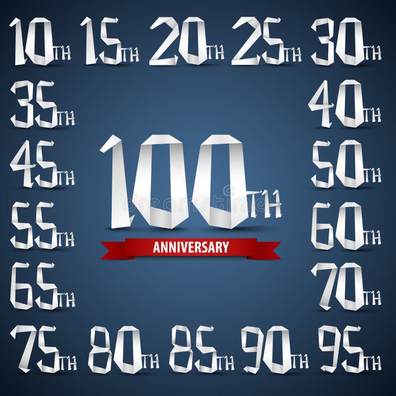 Collection Birthday Anniversary Folded Design Paper Numbers Stock ...