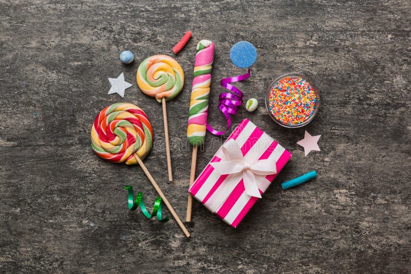 Collection of Birthday Party Objects with Gift Box. Valentines Day Gift ...