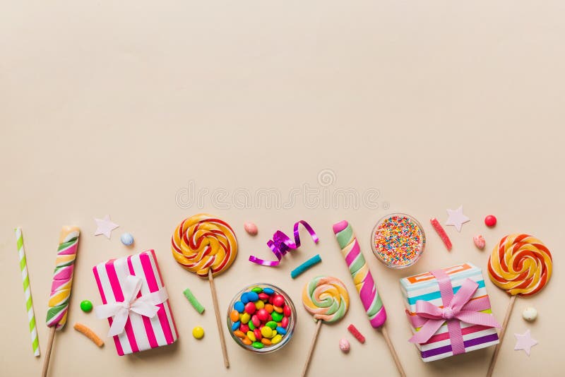 Collection of Birthday Party Objects with Gift Box. Valentines Day Gift ...