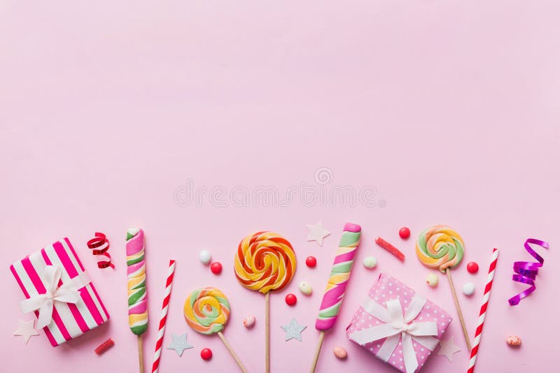 Collection of Birthday Party Objects with Gift Box. Valentines Day Gift ...