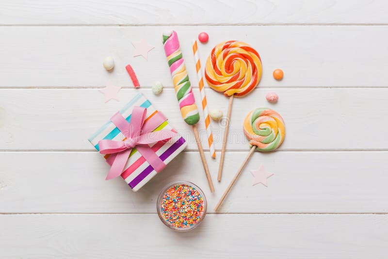 Collection of Birthday Party Objects with Gift Box. Valentines Day Gift ...