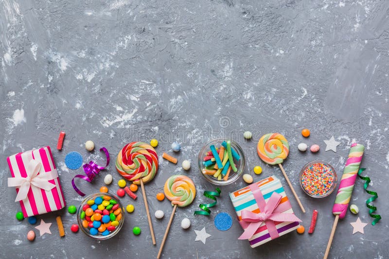 Collection of Birthday Party Objects with Gift Box. Valentines Day Gift ...