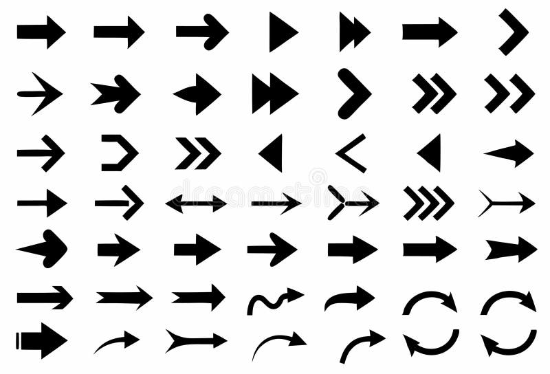 Collection of Black Arrow Icons Navigation Direction UI UX Design ...