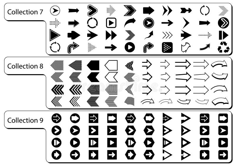Black Arrows Set Isolated on White Background. UI and Web Design Stock ... Black Arrows Set Isolated on White Background. UI and Web Design Stock ...