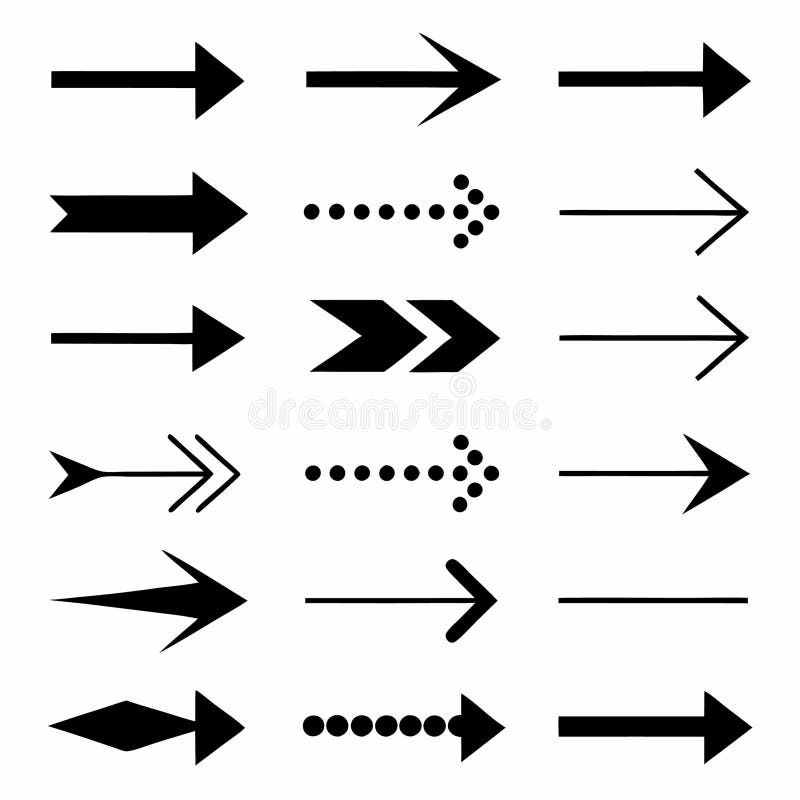 Collection of Black Arrows Design Elements Navigation Icons Direction ...