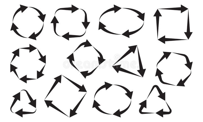 Set of Different Curve Arrows, Black Icons Isolated. Vector Stock ...