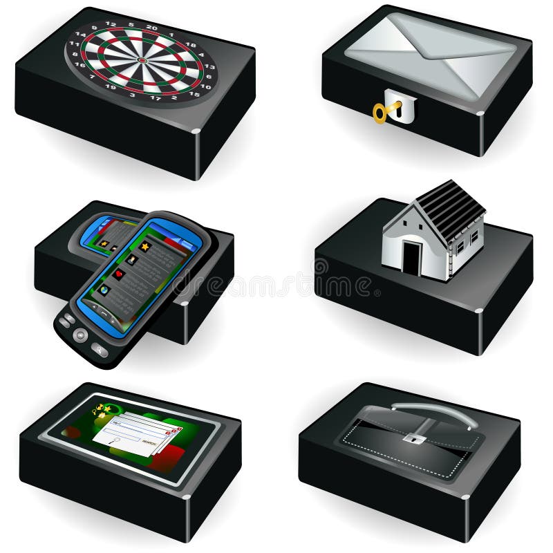 Collection of black boxes stock vector. Illustration of open - 22067960