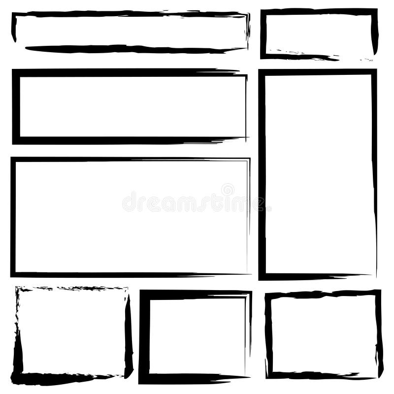 A Collection of Black Brush Stroke Rectangular Frames in Different ...
