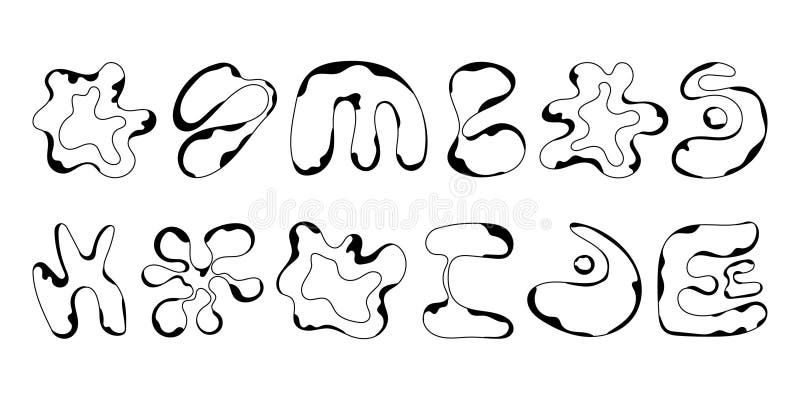 Collection of Black Brutal Modern Elements of Round Fancy Shapes. Stock ...