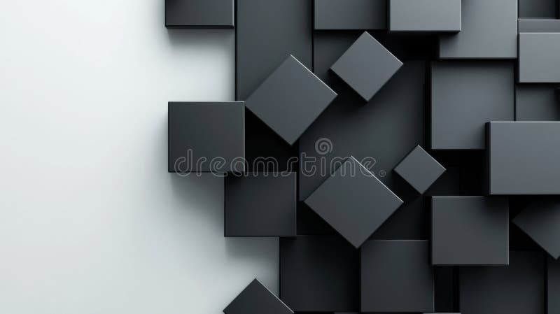 Geometric Black Cubes Create a Striking Abstract Pattern Against a ...