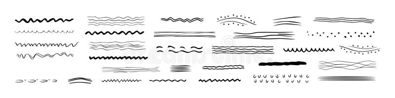 Collection of Black Dashed and Wavy Lines in Various Patterns Isolated ...