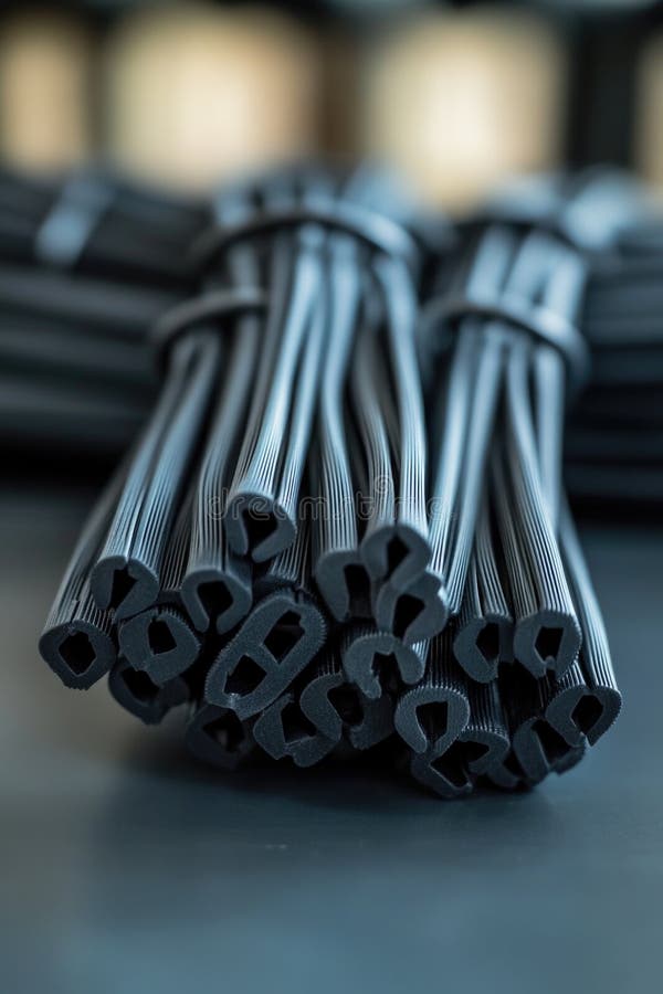 A Collection of Black Electrical Wires Stacked on a Table Stock Photo ...