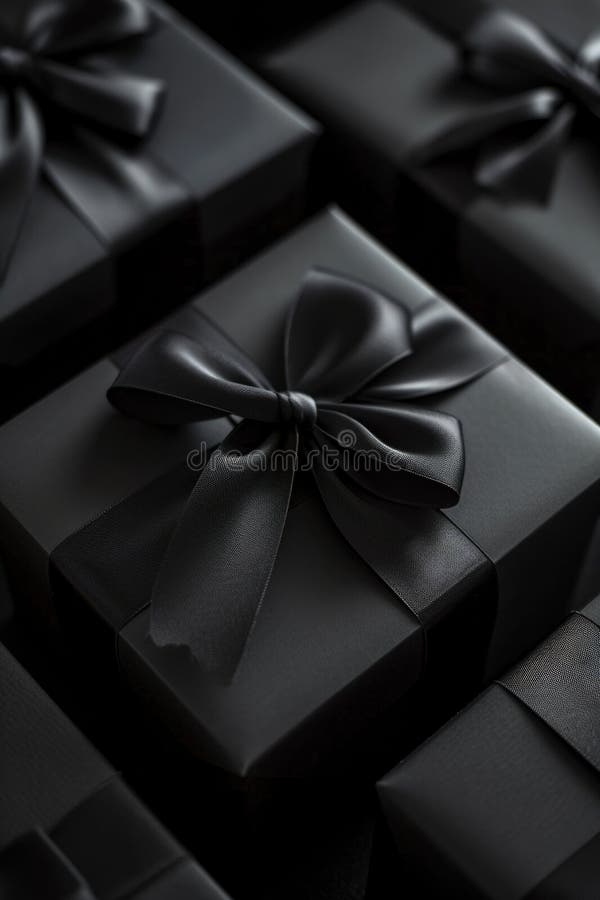 A Collection of Black Gift Boxes with Elegant Bows. Perfect for Any ...