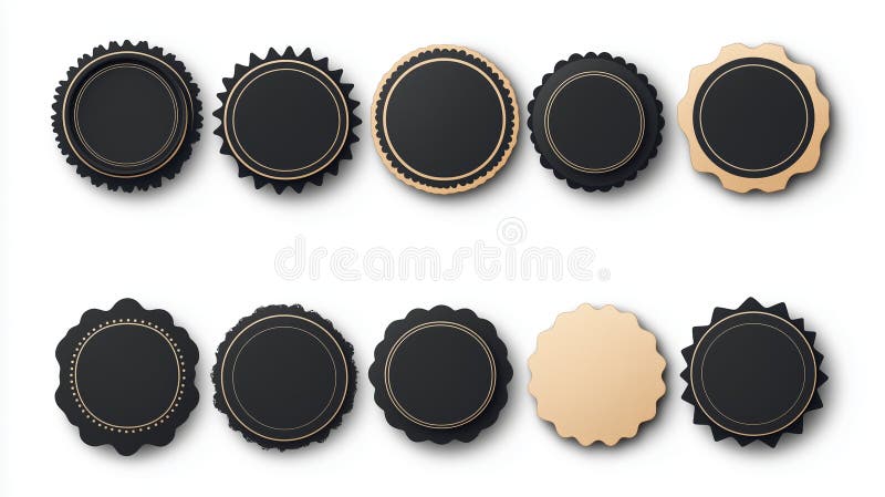Collection of Black and Gold Decorative Labels in Different Styles ...