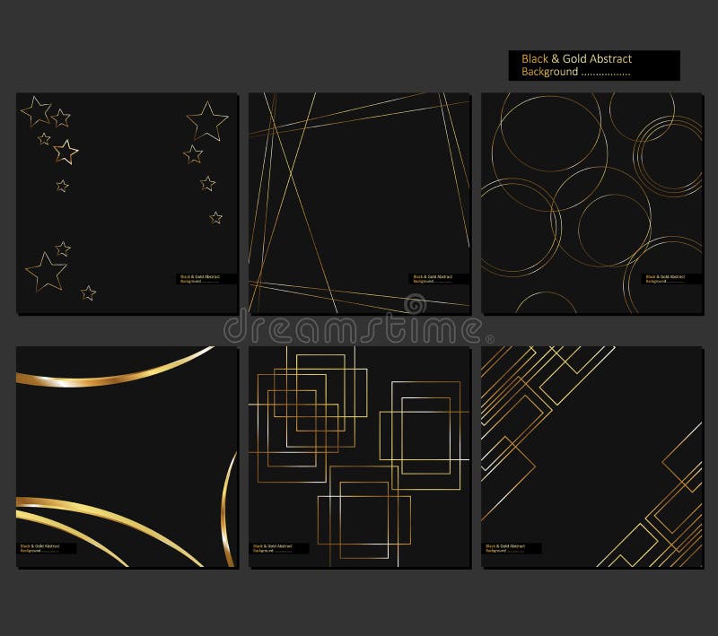 Collection of Black and Gold Pattern Abstract Background Vector Stock ...