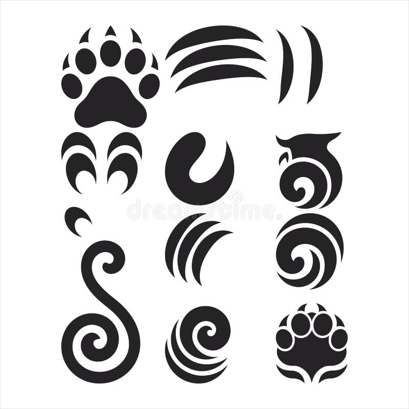 Black Animal Paw Prints and Tribal Swirls Tribal Designs Black and ...