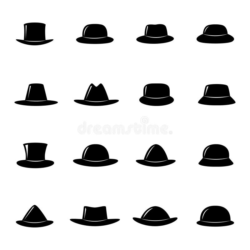 Collection of Black Hats, Illustration Stock Vector - Illustration of ...