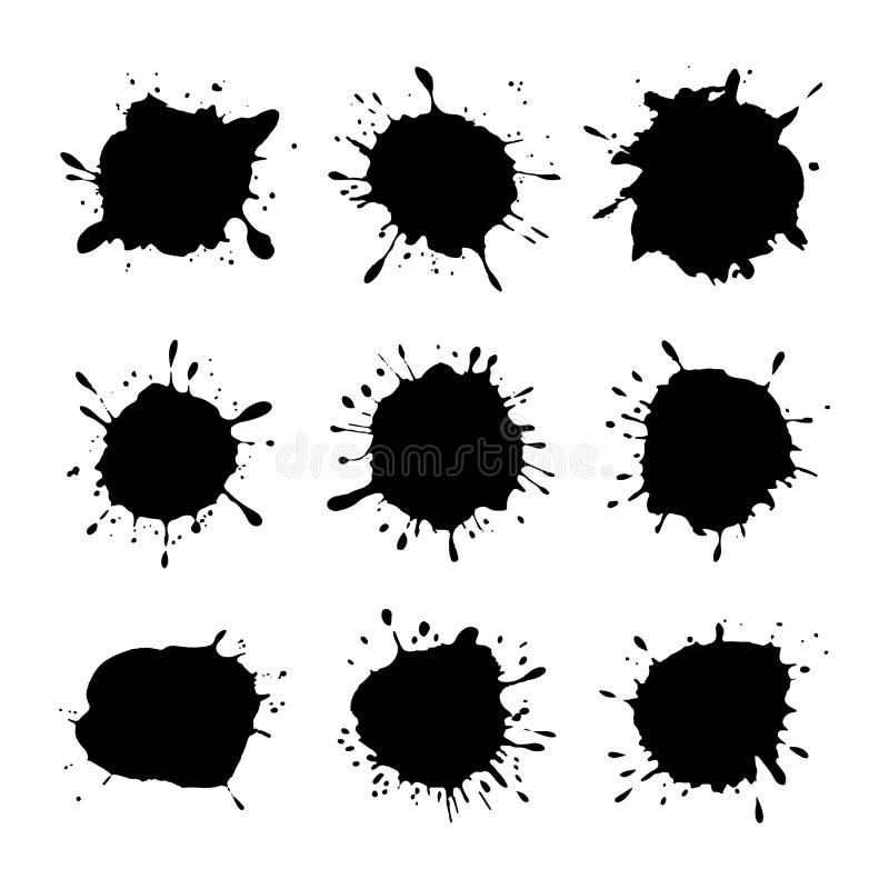 A Collection of Black Ink Splashes Arranged in a Grid-like Structure ...