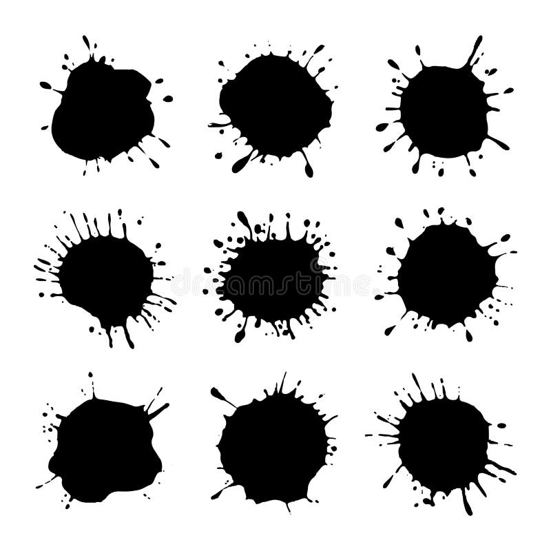 A Collection of Black Ink Splashes Arranged in a Grid-like Structure ...