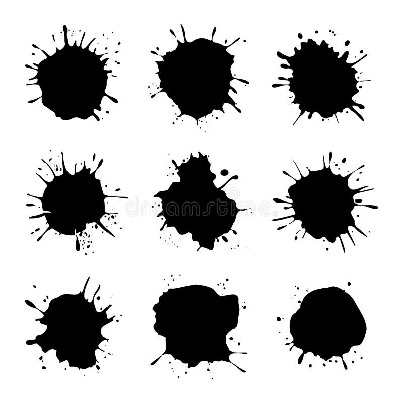 A Collection of Black Ink Splashes Arranged in a Grid-like Structure ...