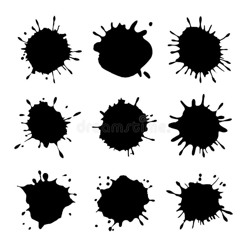 A Collection of Black Ink Splashes Arranged in a Grid-like Structure ...