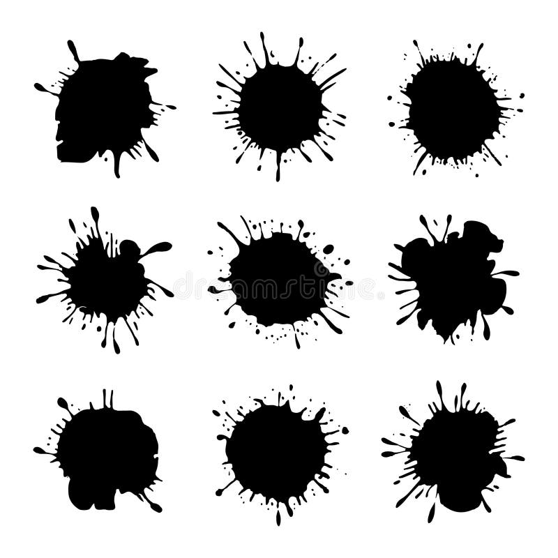A Collection of Black Ink Splashes Arranged in a Grid-like Structure ...