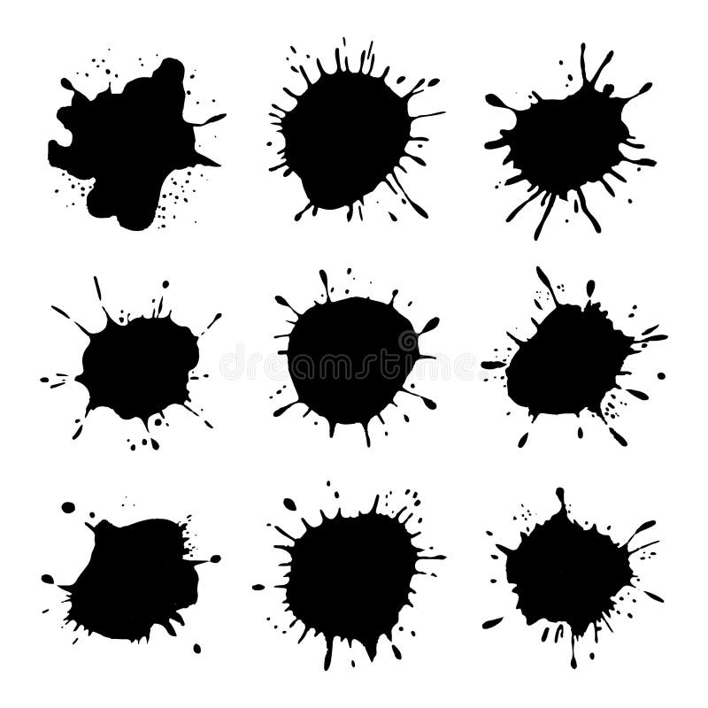 A Collection of Black Ink Splashes Arranged in a Grid-like Structure ...