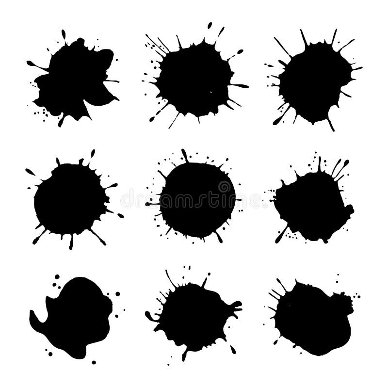 A Collection of Black Ink Splashes Arranged in a Grid-like Structure ...